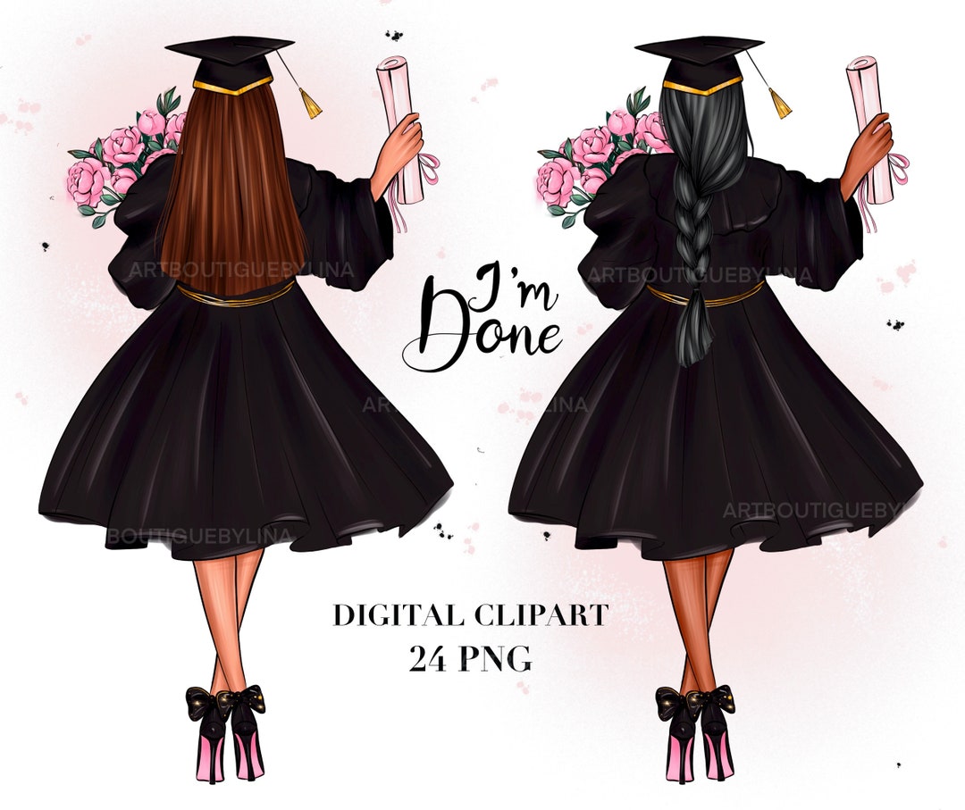 Graduation Girls Clipart, Graduation Clipart, Grads Friends, Graduates ...