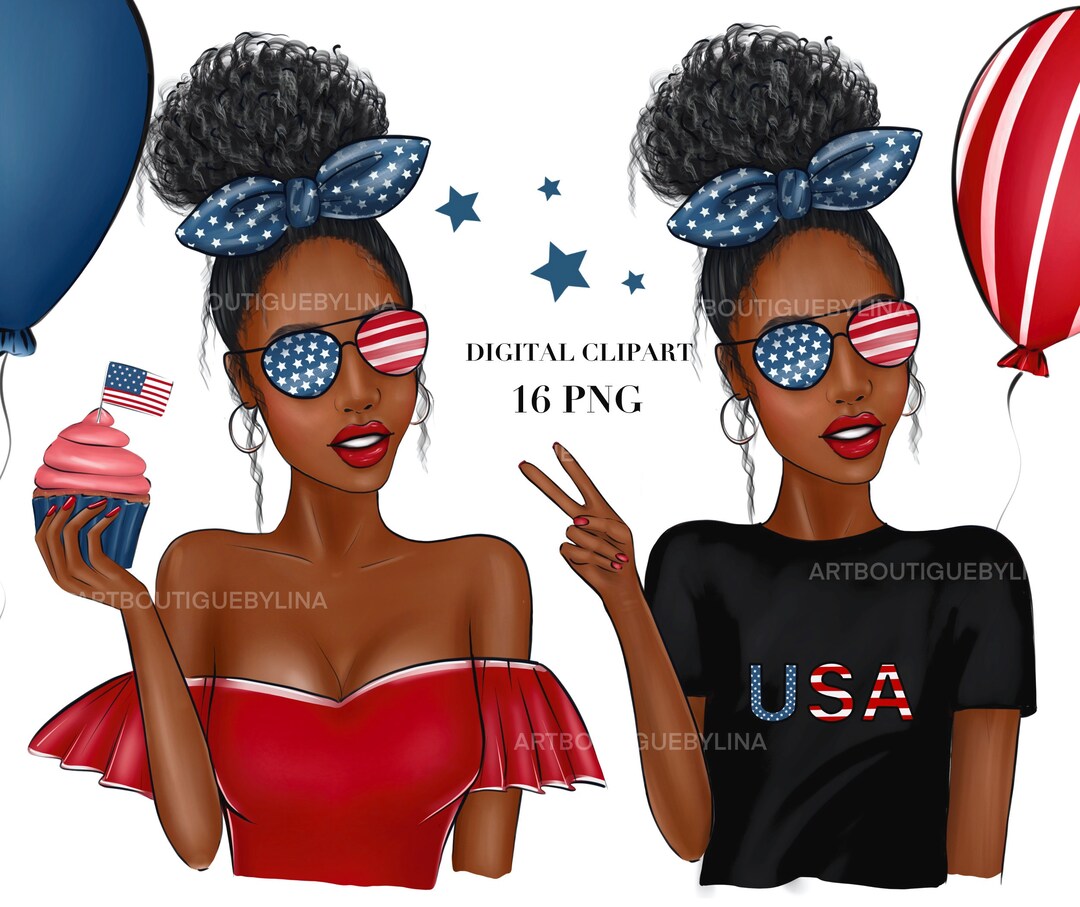 Fashion Girl Clipart, 4th of July, Independence Day Clipart, American ...