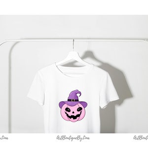 Cute Pink Halloween Pumpkin Clipart Set, Pumpkin Faces PNG, Spooky ...