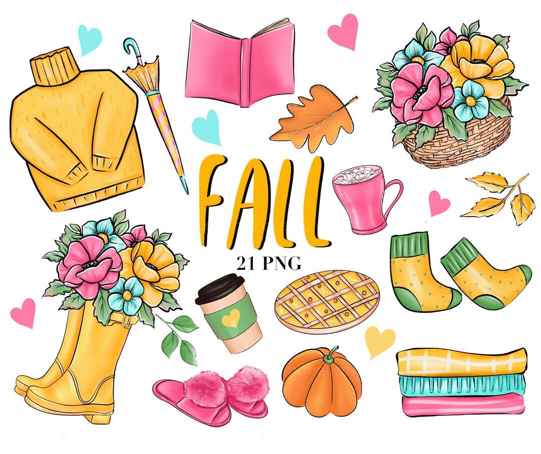 Fall Clipart, Autumn Clip Art Set, Digital Planner Stickers, Cozy ...