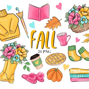 Fall Clipart, Autumn Clip Art Set, Digital Planner Stickers, Cozy ...