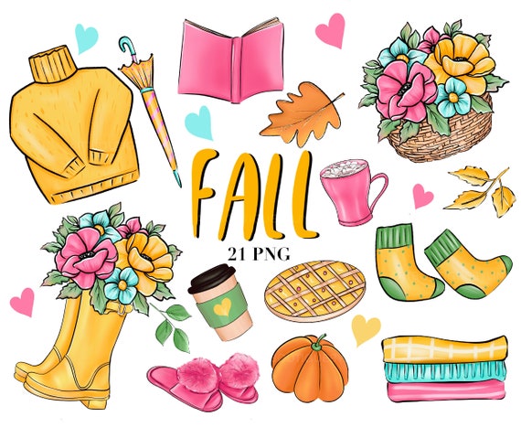 Fall Clipart Autumn Clip Art Set Digital Planner Stickers | Etsy