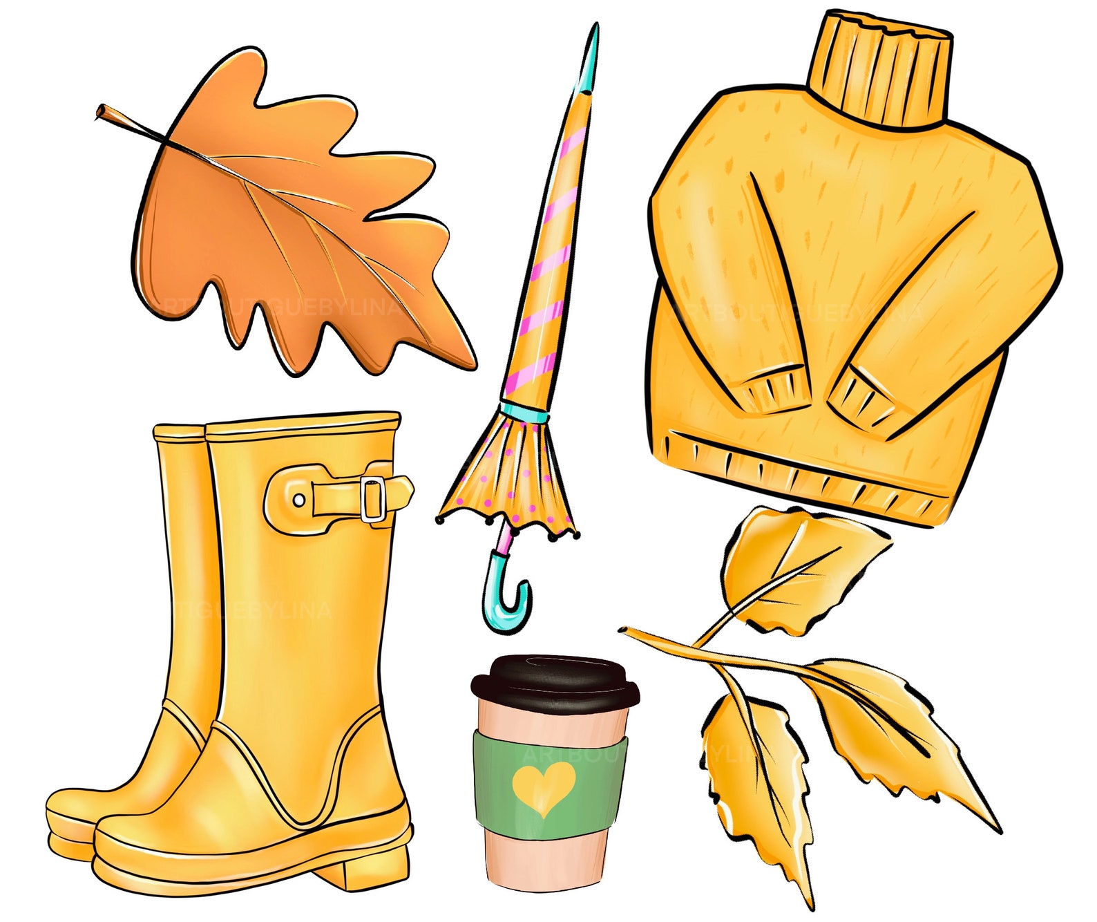 Fall Clipart Autumn Clip Art Set Digital Planner Stickers - Etsy