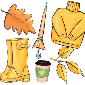 Fall Clipart, Autumn Clip Art Set, Digital Planner Stickers, Cozy ...