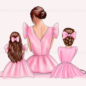 Mother Two Daughter Clipart, Mom 2 Kids Clipart, Mom Clipart, Mommy ...
