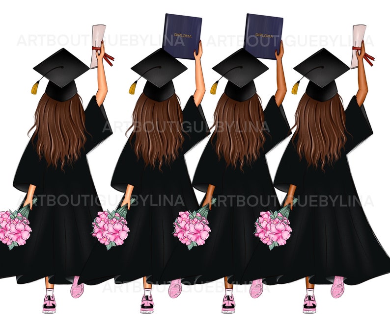 Graduation Girls Clipart Graduation Clipart Grads Friends - Etsy