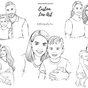 Custom Family Line Art Portrait From Photo | Hand Drawn Digital Print ...