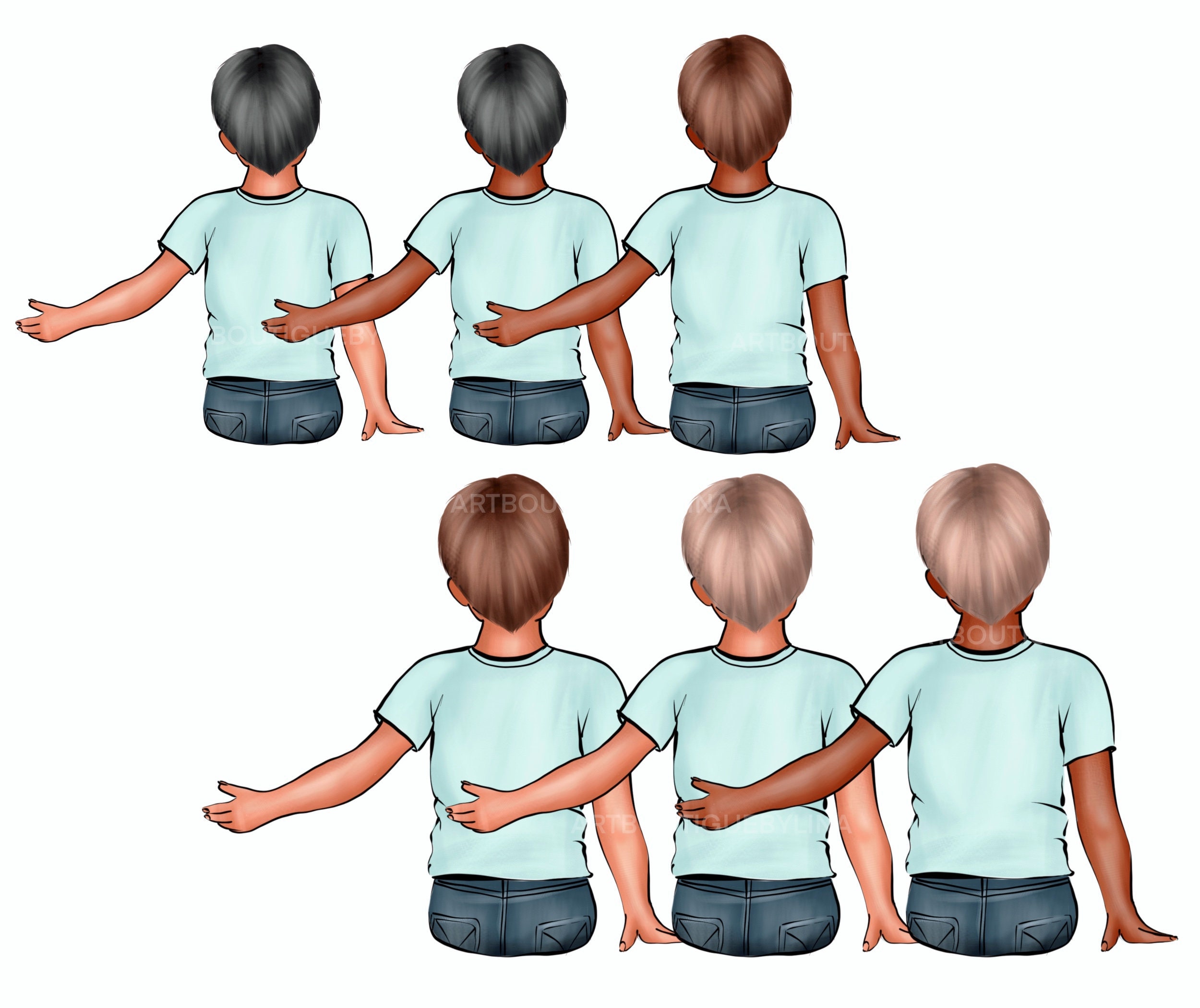 Mother Two Daughter and Son Clipart Mom 3 Kids Clipart Mom - Etsy