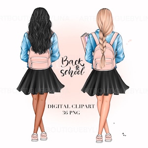 Back to School Clipart Bundle | PNG Digital Cliparts | Diverse Student ...