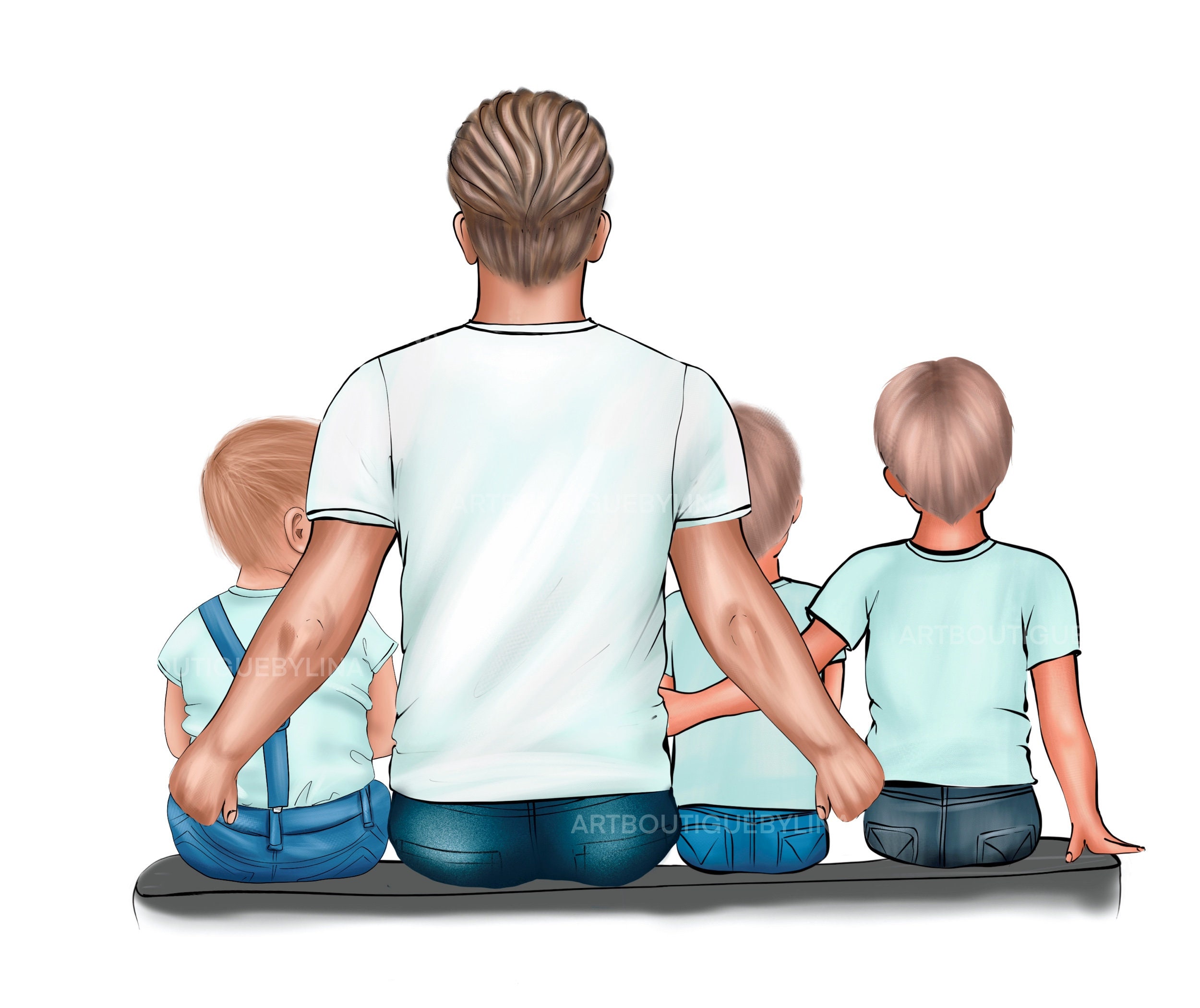 Father's Day Clipart: Dad & Two Sons (33 PNG) (digital Download) - Etsy