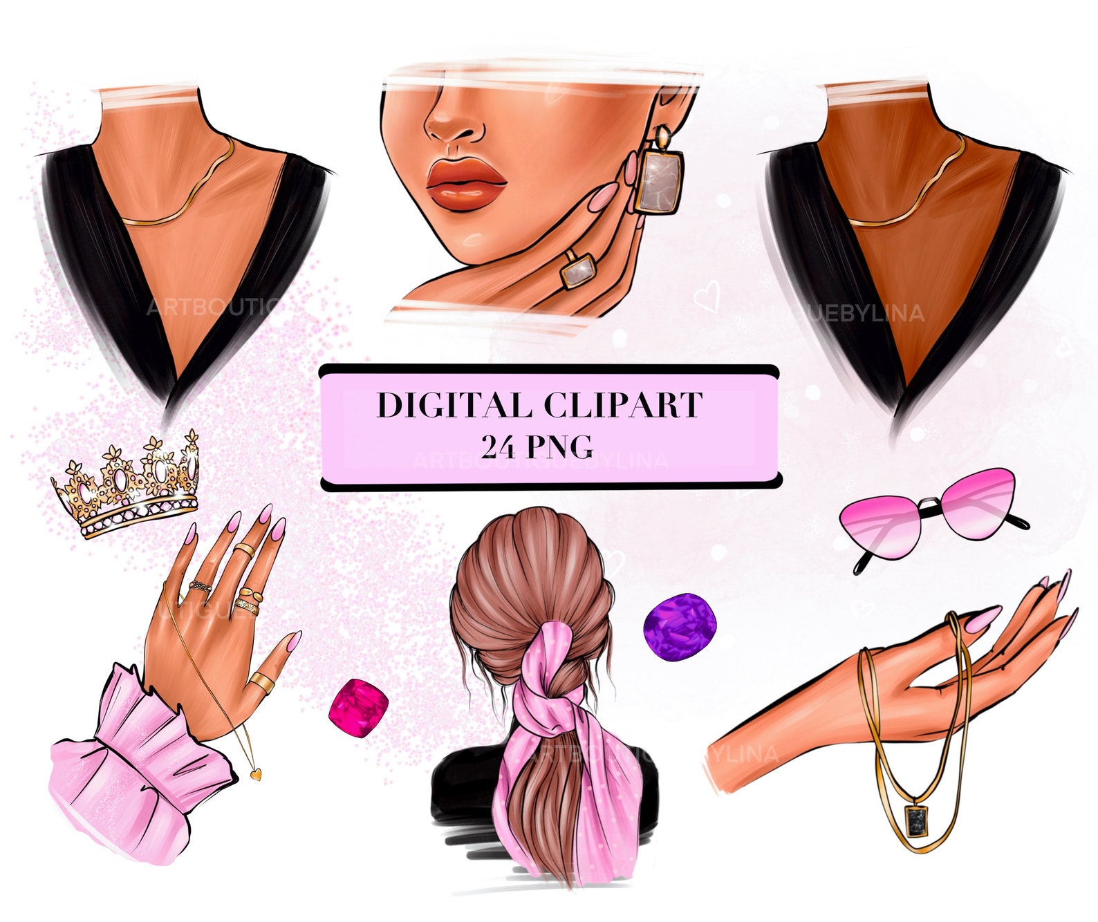 Fashion Clipart Luxury Glam Clipart Jewelry Clipart Hand | Etsy
