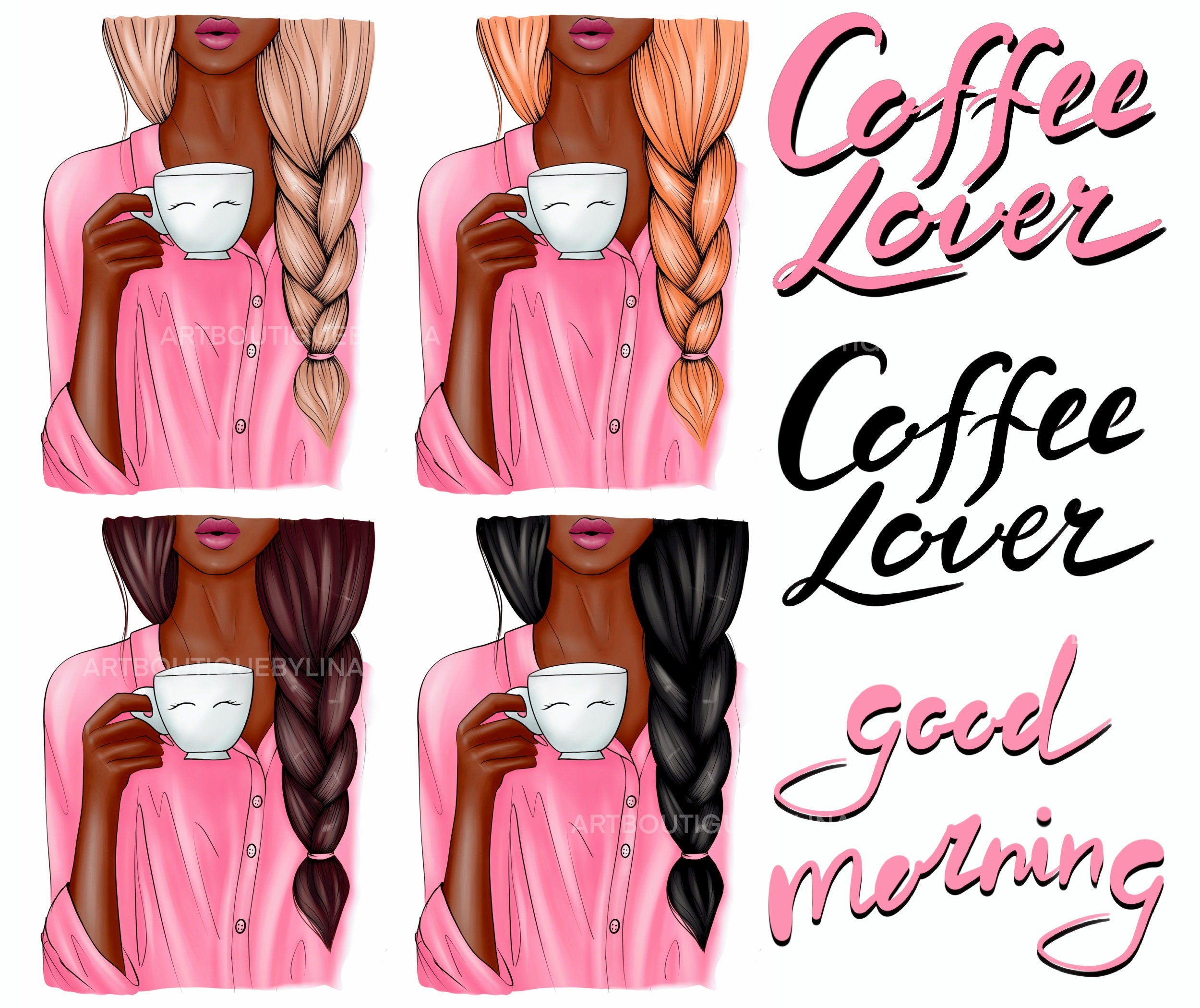 Lovely Coffee Clipart Morning Coffee Clipart Сoffee Clipart | Etsy