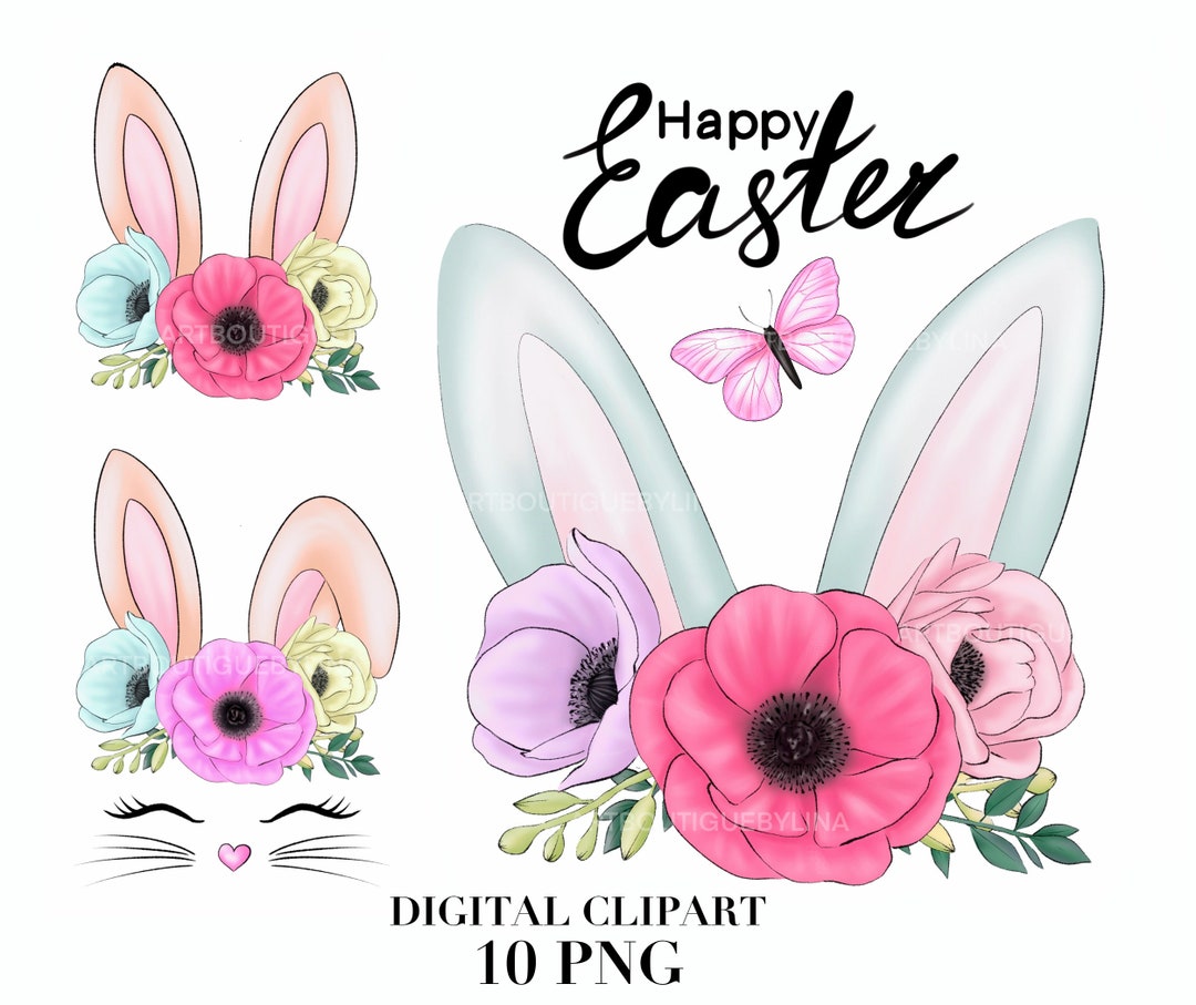 Easter Bunny Ears Clipart, Easter Rabbit, Spring Clip Art, Bunny Ears ...