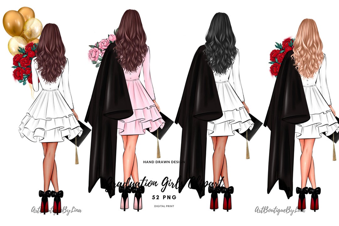 Graduation Girls Clipart, Graduation Clipart, Graduates 2025, Diploma ...