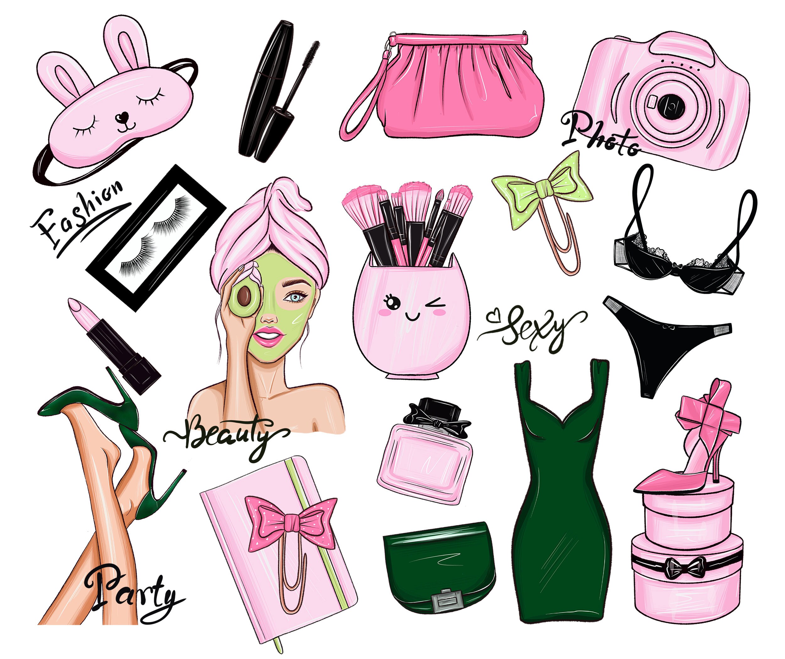 Planner Girl Fashion Clip Art Girl Clip Art Clipart PNG Beauty - Etsy