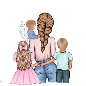 Mother Sons and Daughter Clipart, Mom Angel Baby Son Clipart, Mom Clipart, Mommy Clipart, Mother ...