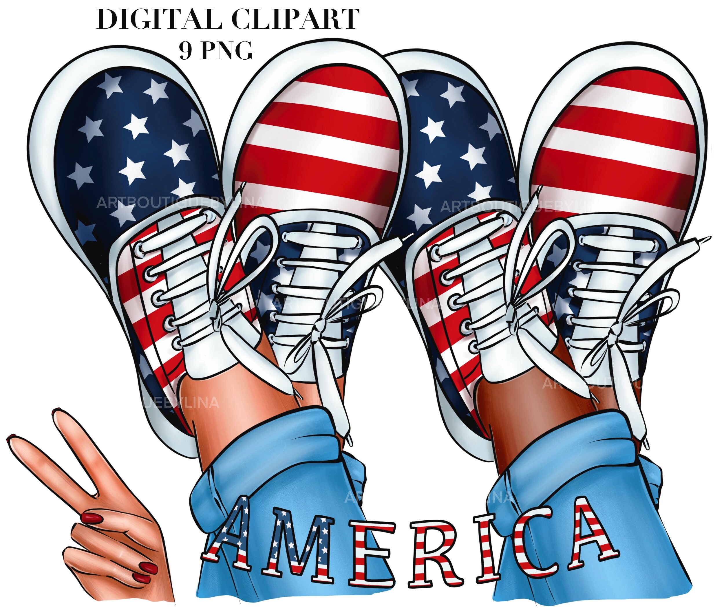 4th of July Independence Day Clipart American Flag - Etsy