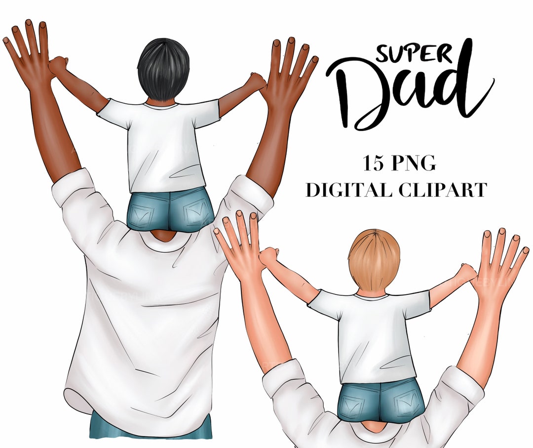 Father's Day Clipart: Dad and Son PNG Graphics (15 PNG) (digital ...