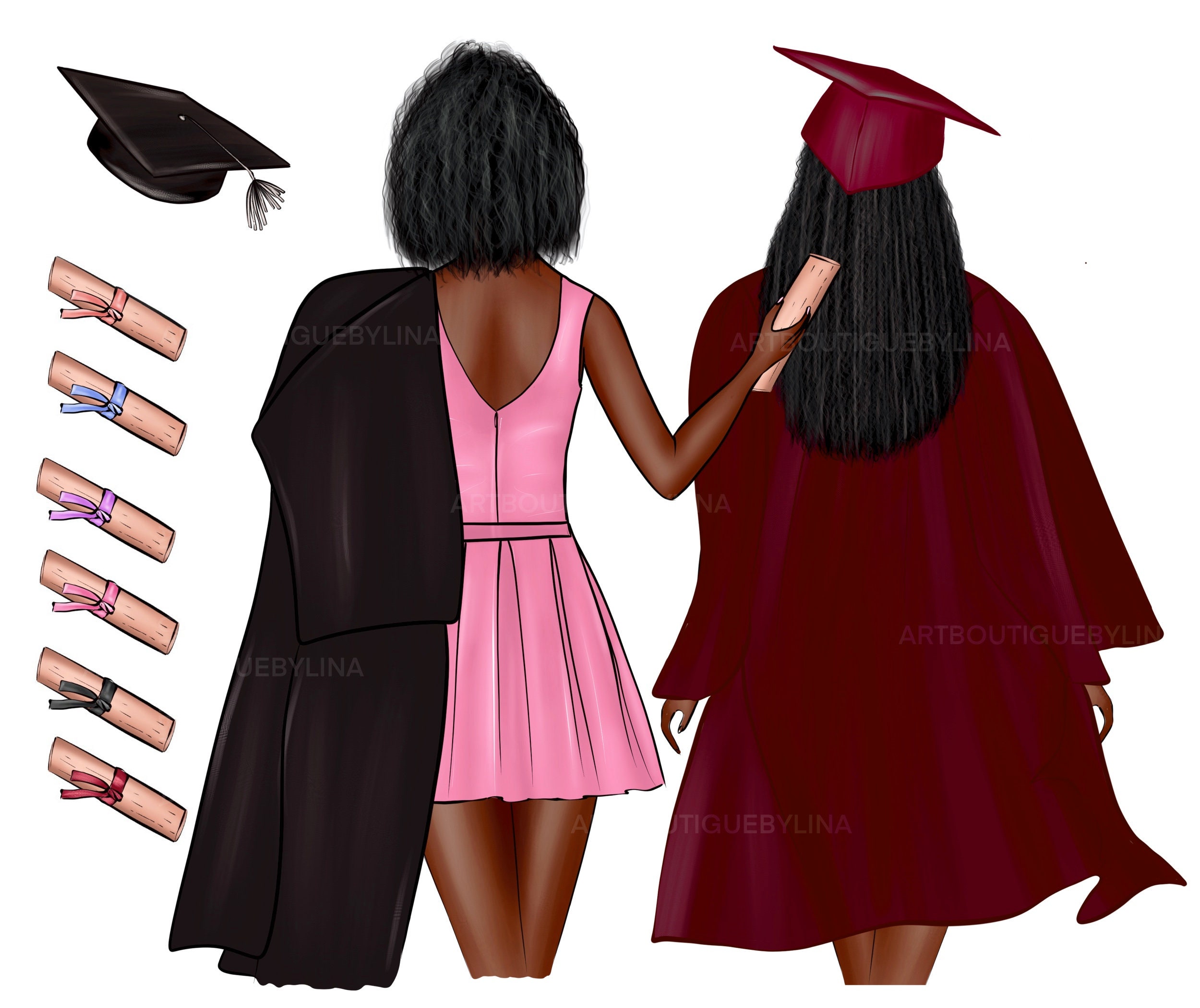 Graduation Girls Clipart Graduation Clipart Grads Friends - Etsy UK