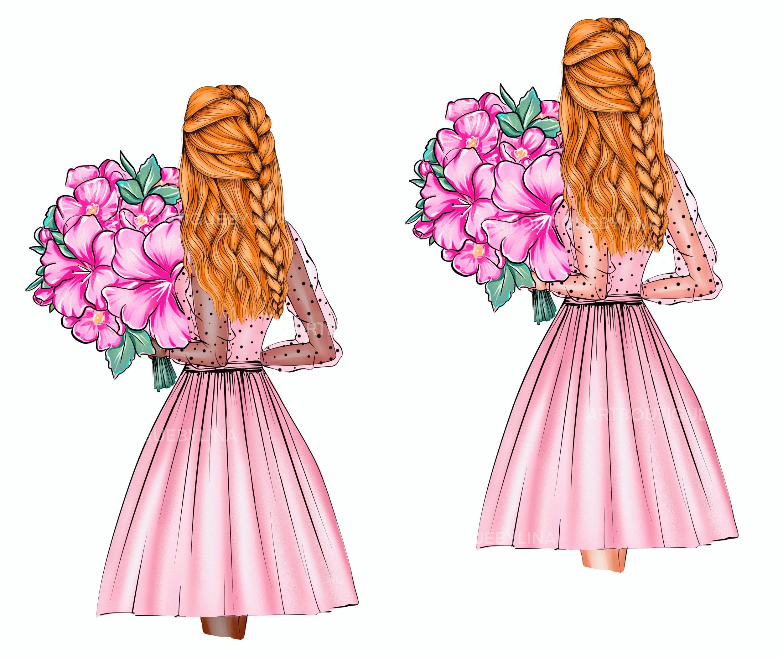 Spring Summer Clipart, Girl With Flowers, Fashion Girl - Etsy