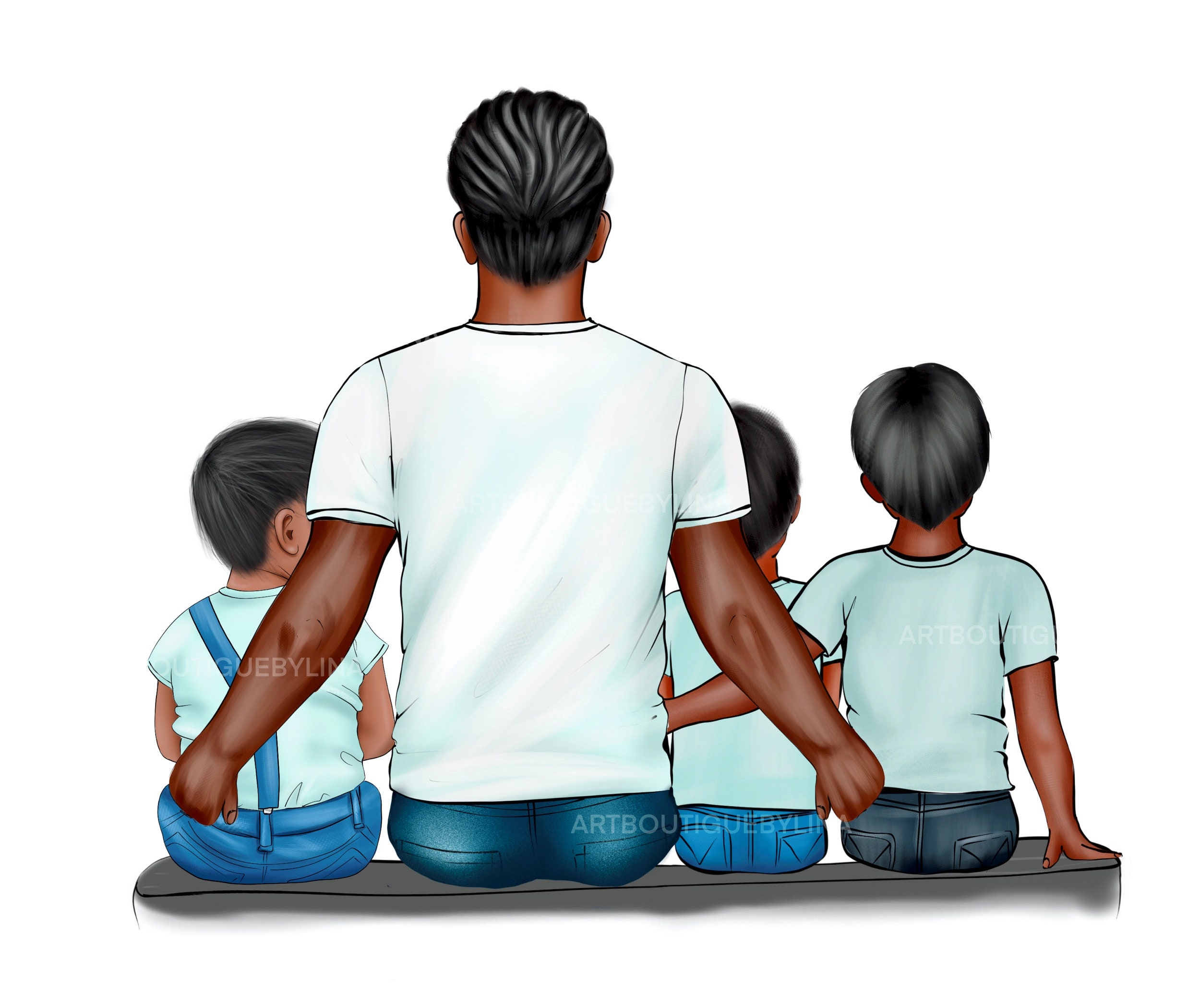 Father's Day Clipart: Dad & Two Sons (33 PNG) (digital Download) - Etsy
