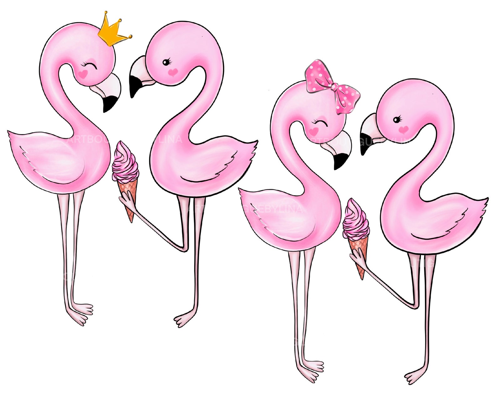 Flamingo clipart Cute Flamingo Clipart Tropical Bird Clip | Etsy