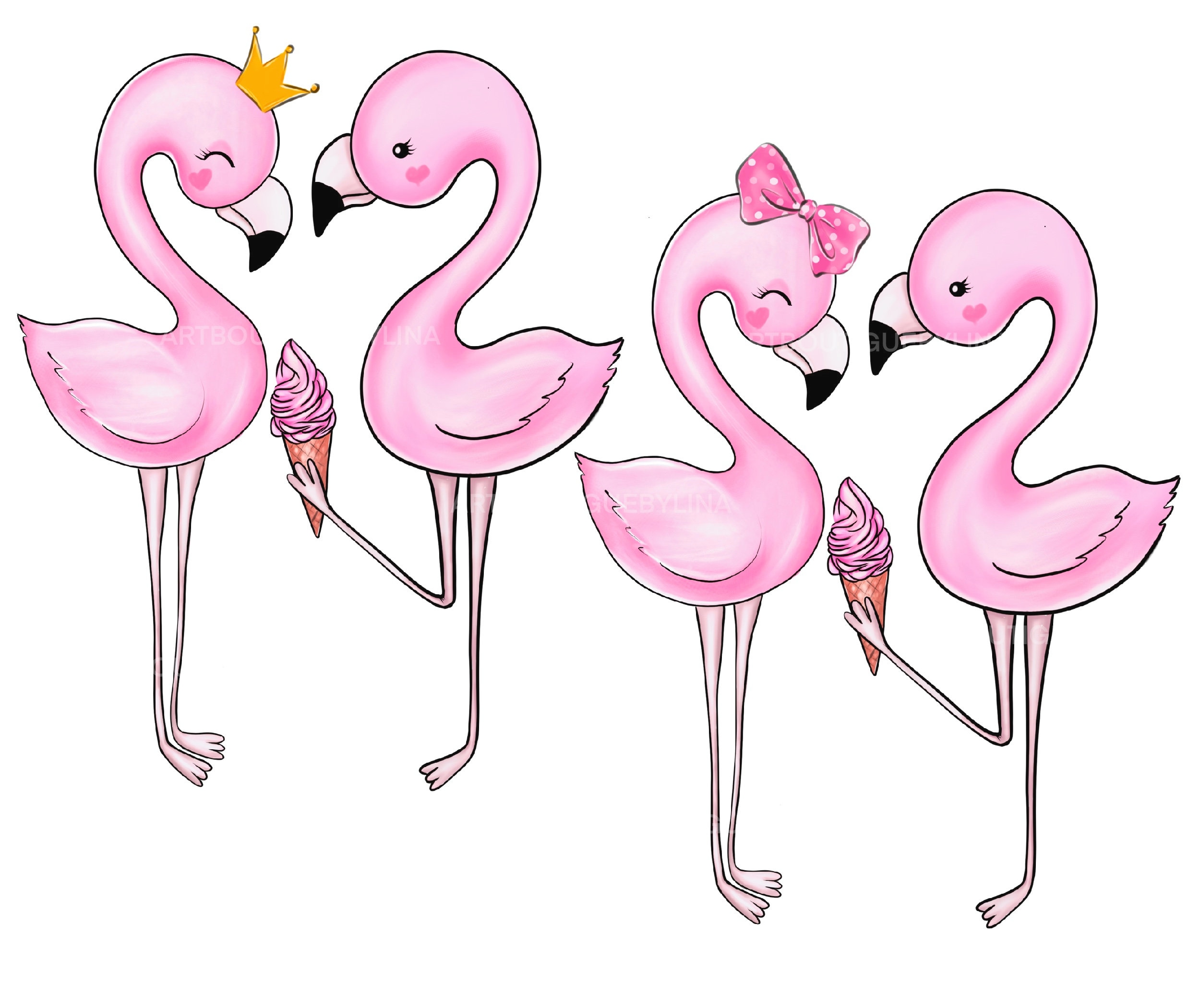 Flamingo Clipart, Cute Flamingo Clipart, Tropical Bird Clip Art, Pink ...