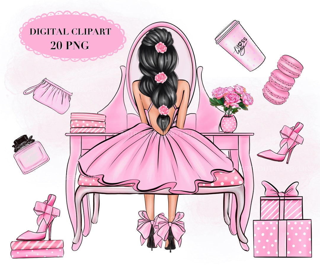 Pink Make up Digital Clipart Set Pink Fashion Clipart Cute - Etsy Australia