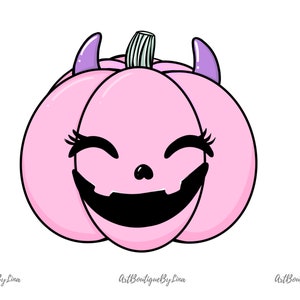 Cute Pink Halloween Pumpkin Clipart Set, Pumpkin Faces PNG, Spooky ...