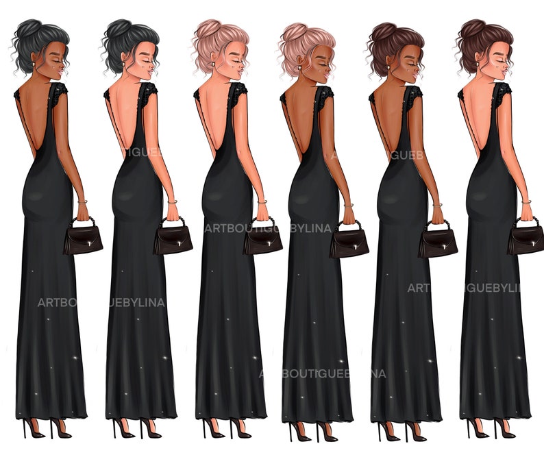 Evening Dress Clipart Fashion Illustration Fashion Girl - Etsy