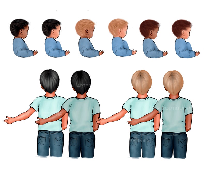 Mother Two Daughters and Two Sons Clipart Mom 4 Kids Clipart - Etsy