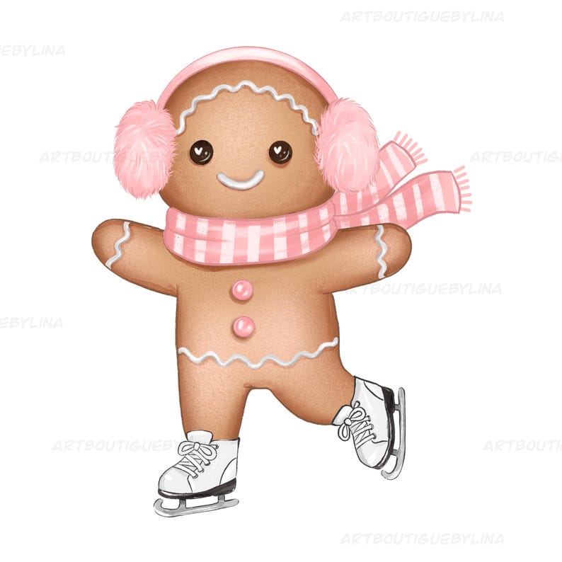 Pink Winter Gingerbread Set PNG, Digital Design | Commercial Use - Etsy