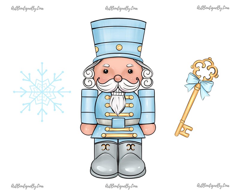Blue Nutcracker Ballet Clipart Set, Christmas Ballerina PNG (digital ...