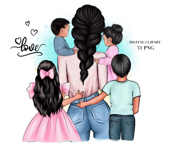 Family Of Four Clip Art Two Daughters