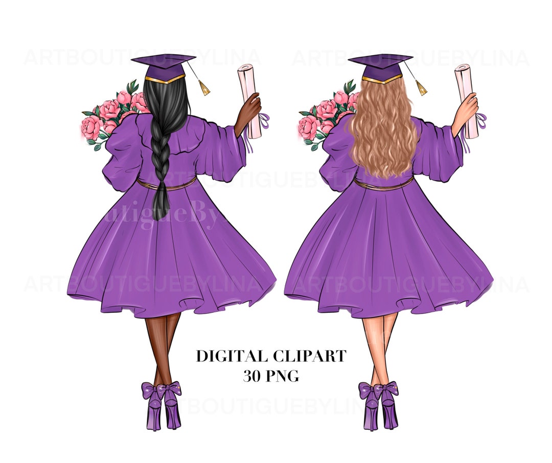 Purple Graduation Gown Clipart: Grads Friends, Diploma (PNG Digital ...
