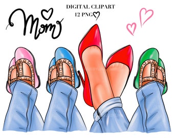 Mother Two Son and Daughter Clipart, Mom 3 Kids Clipart, Mom Clipart, Mommy Clipart, Mothers Day ...