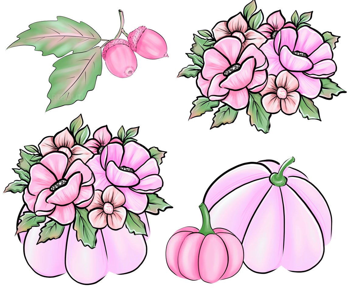 Pink Autumn Clipart Planner Clipart Fashion Girl Fall | Etsy