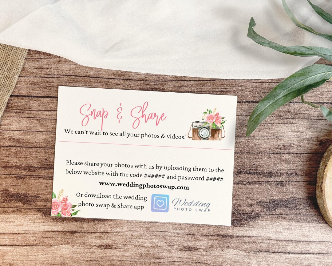 Snap Tag & Share Cards for Wedding, Engagment or Anniversary Party and ...