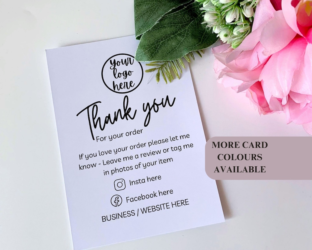 White / Brown Thank You Cards Custom & Can Be Personalised - Etsy