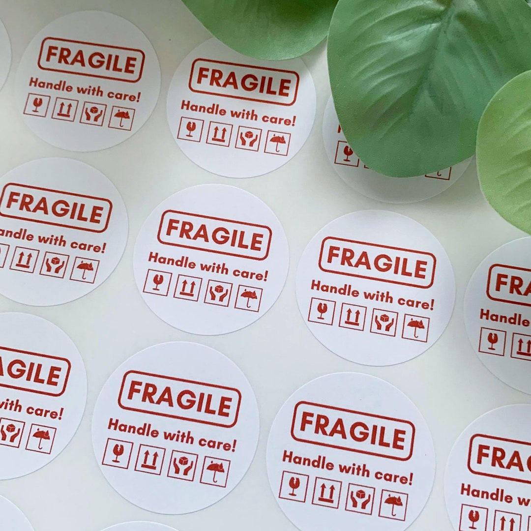 Fragile Stickers Circular Labels for Small Business Packaging & Box ...