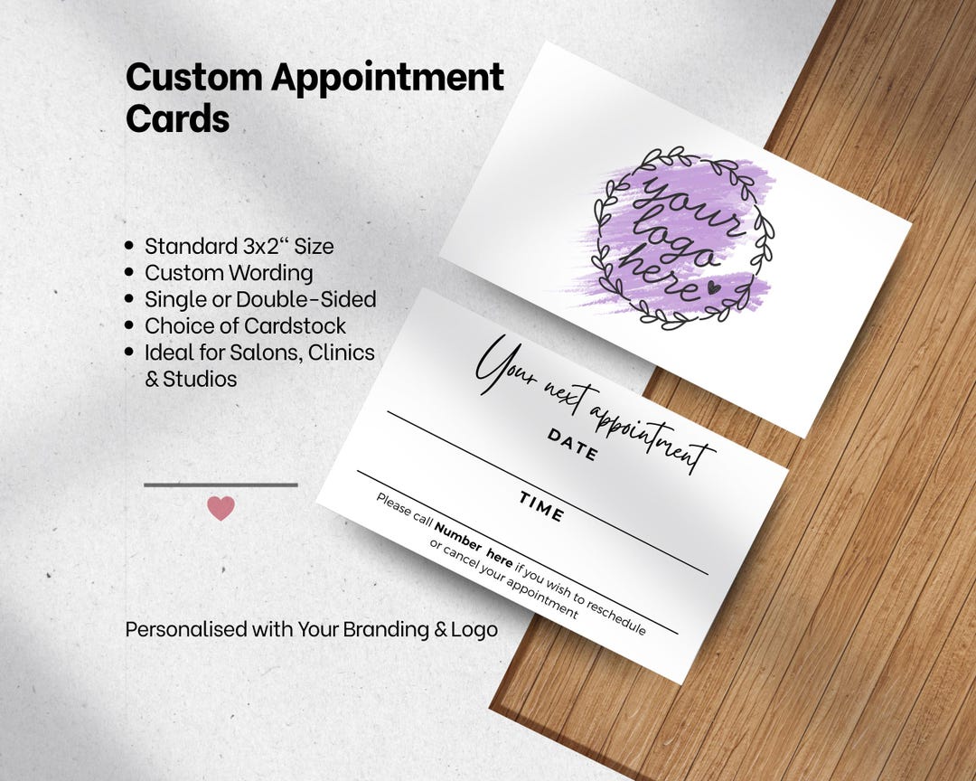 Appointment Cards for Nail, Brow, Lash Tech, Hairdresser / Beautician ...