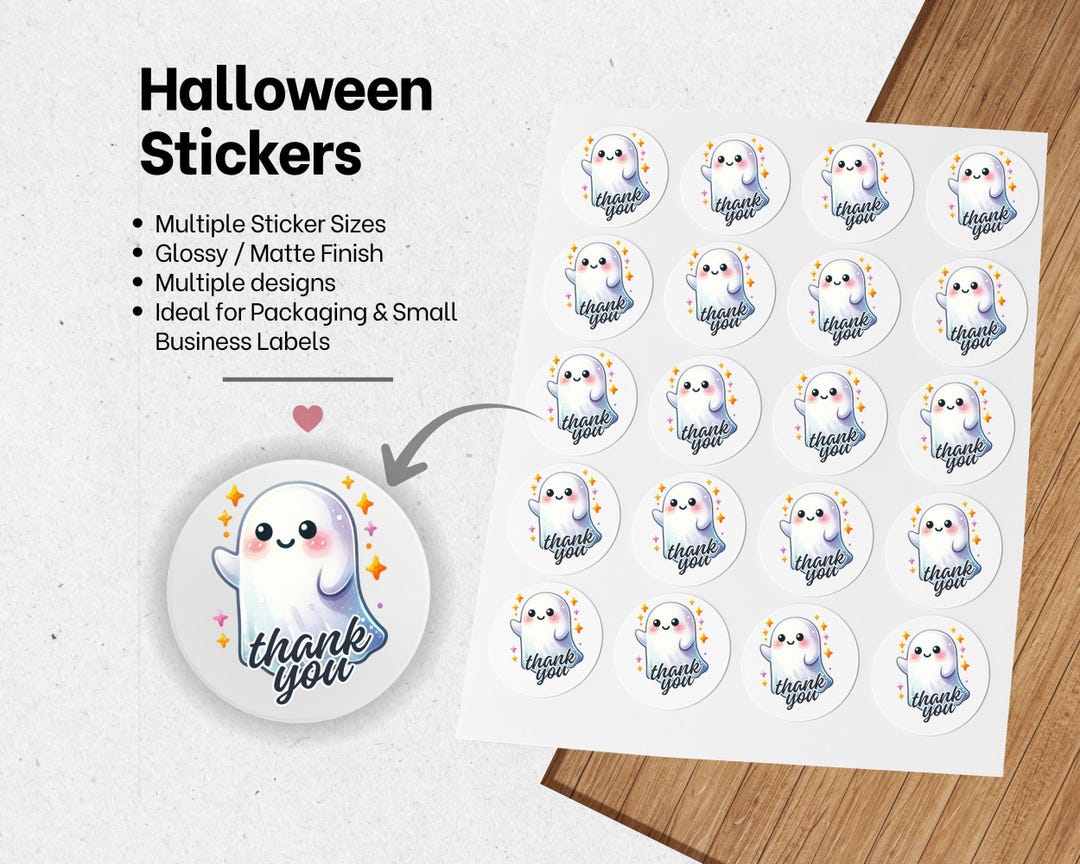 Cute Halloween Thank You Stickers, Shop Small Packaging, Happy Mail ...