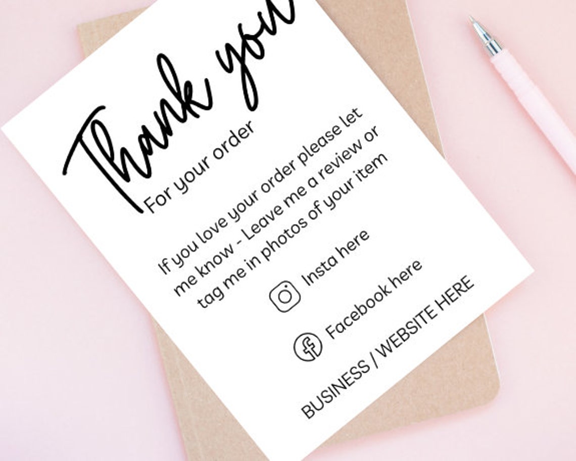 20 Custom Thank You For Your Order Cards 3 x 4 | Etsy