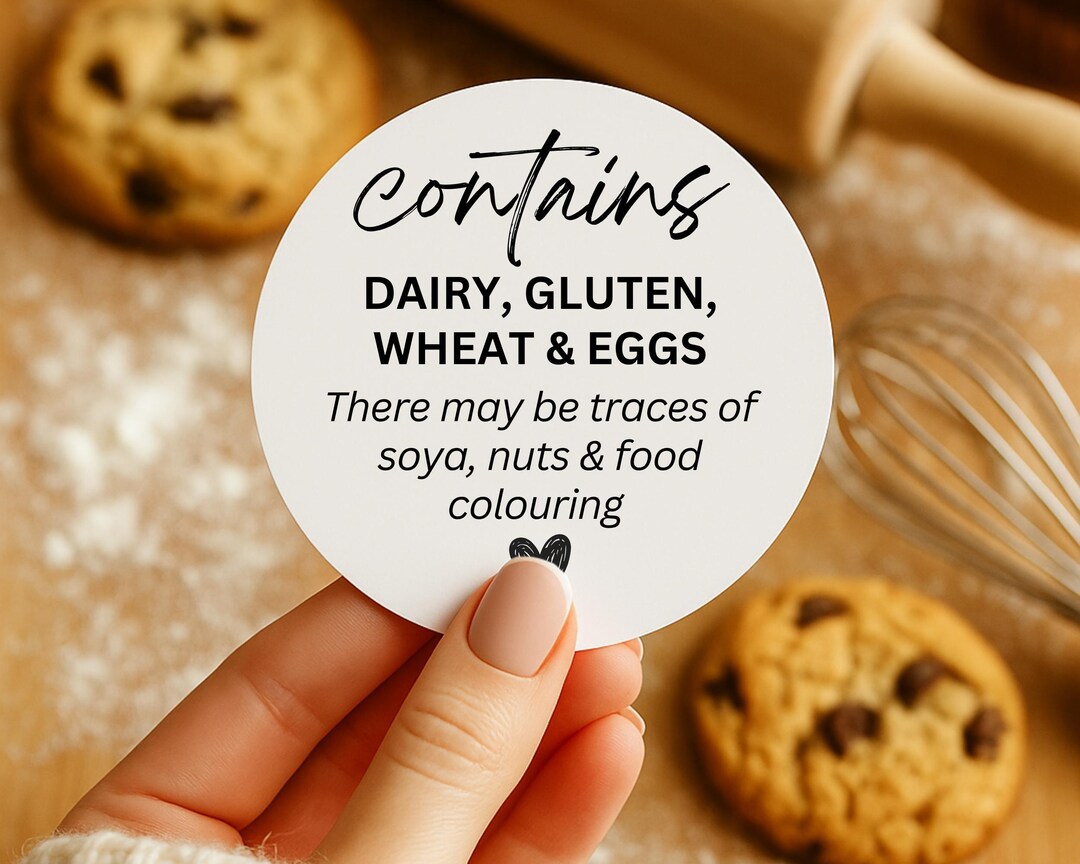 Ingredients, Allergy or Filling Sticker, Circular Labels for Small ...