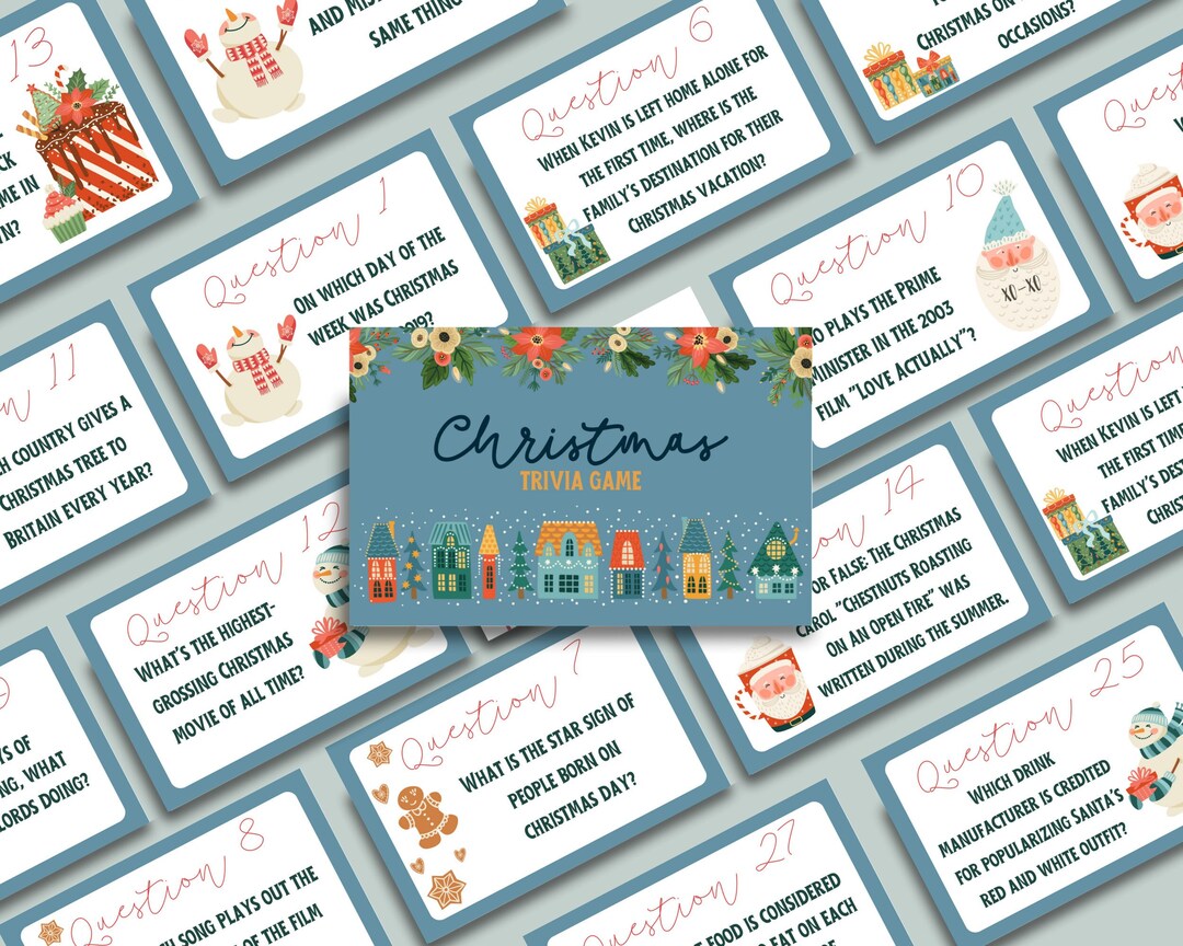 Christmas Trivia Card Game, Family Game Night, Quiz for Christmas and ...