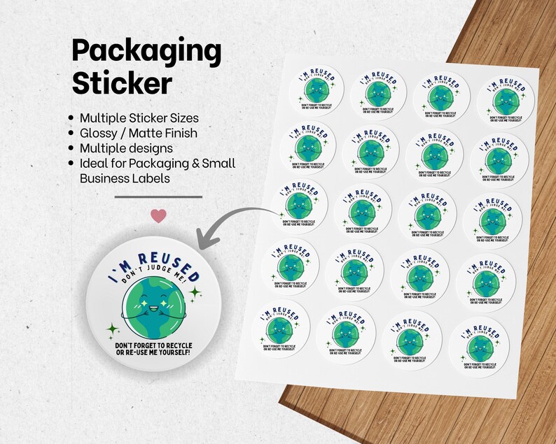 Recycled Packaging Stickers – Earth Round Labels for Eco-friendly Small ...