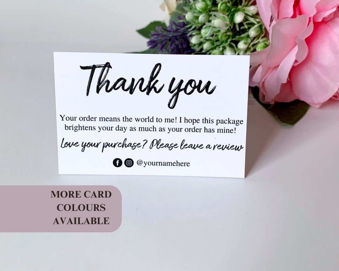 White / Brown Thank You Cards Custom & Can Be Personalised - Etsy