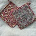 Set of Chenille Pot Holders, 2 Chenille Hot Pads, Red & Lime Green, W ...