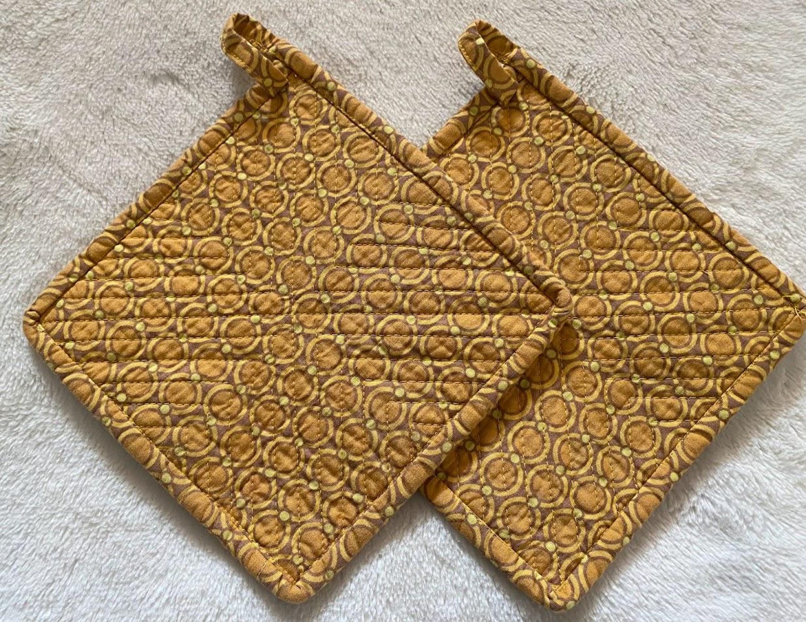 Set of Mustard Yellow Chenille Hot Pads/pot Holders - Etsy