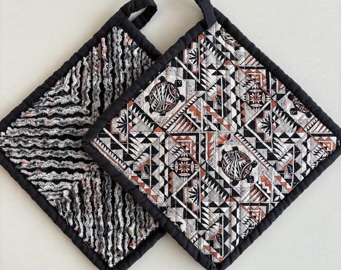 A Pair of Black & Cream With Burnt Orange, Southwest, Turtles, Chenille ...